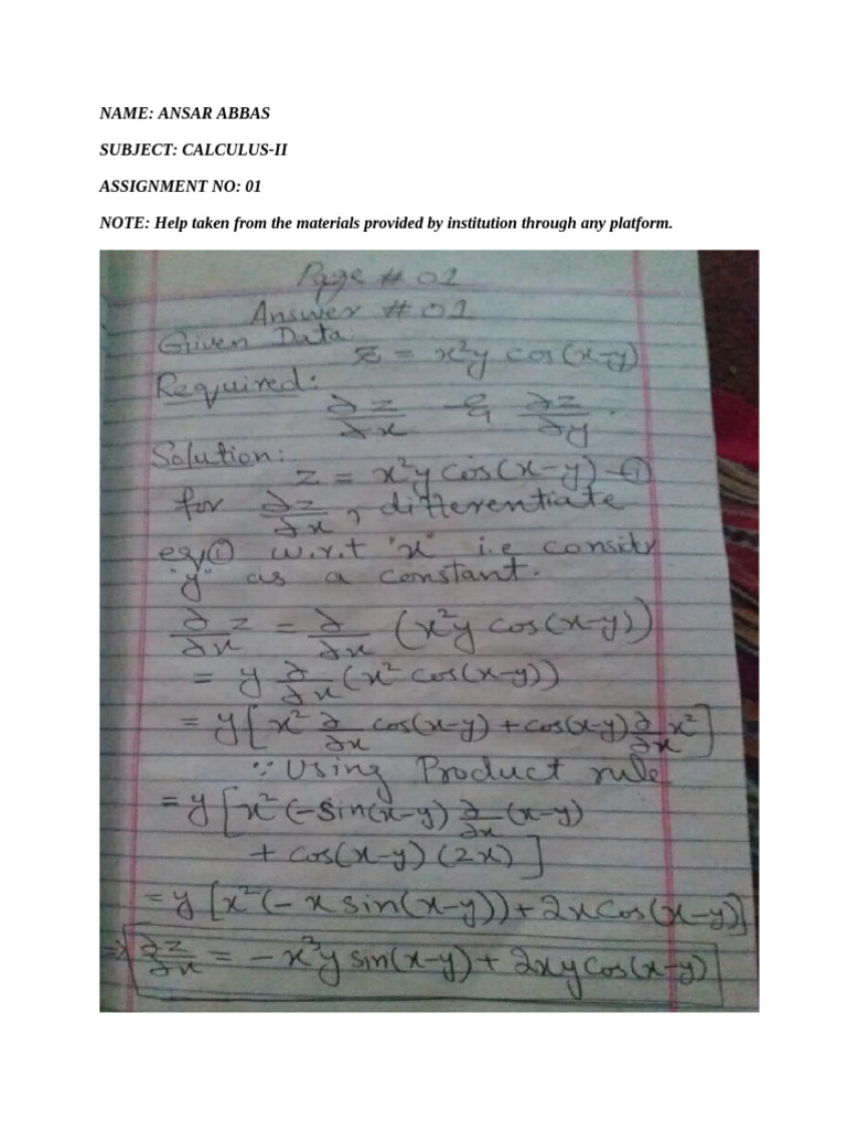 Ansar Abbas - Cal-Ii - Ass-01 | PDF