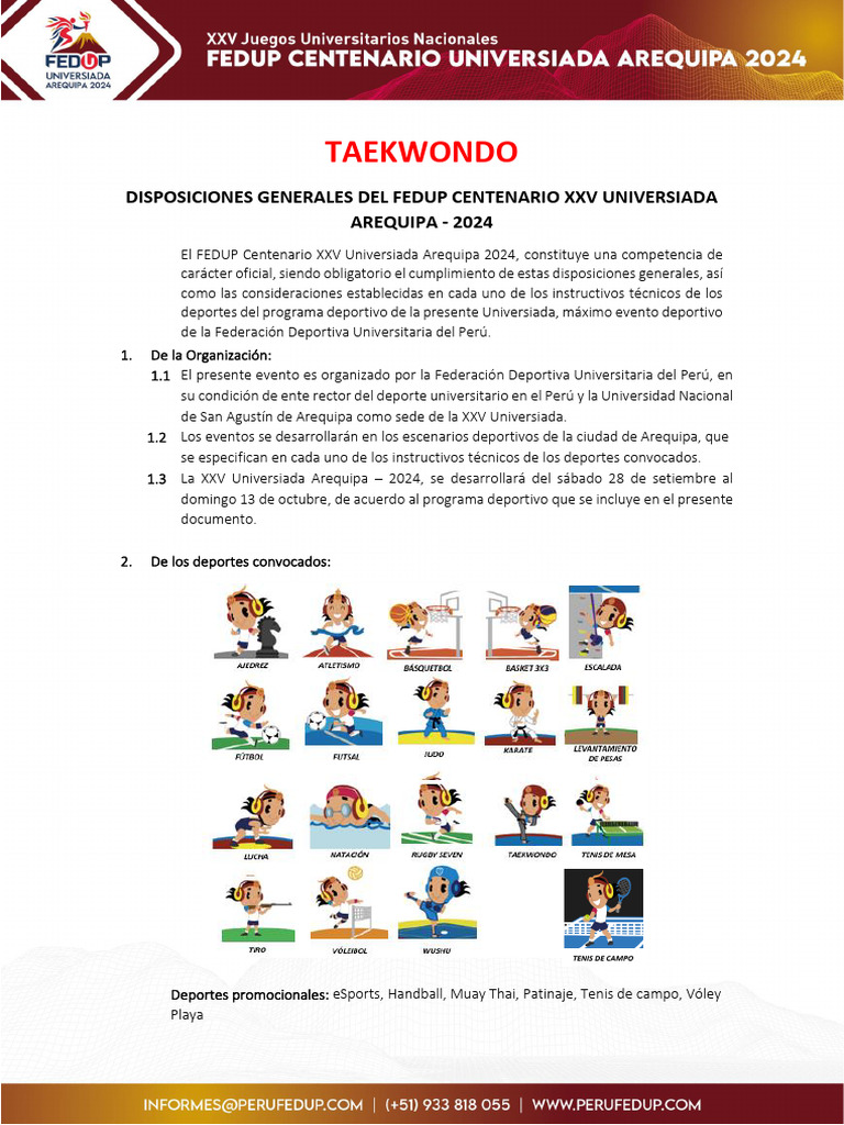 Bases Universiada - Taekwondo (1) | PDF