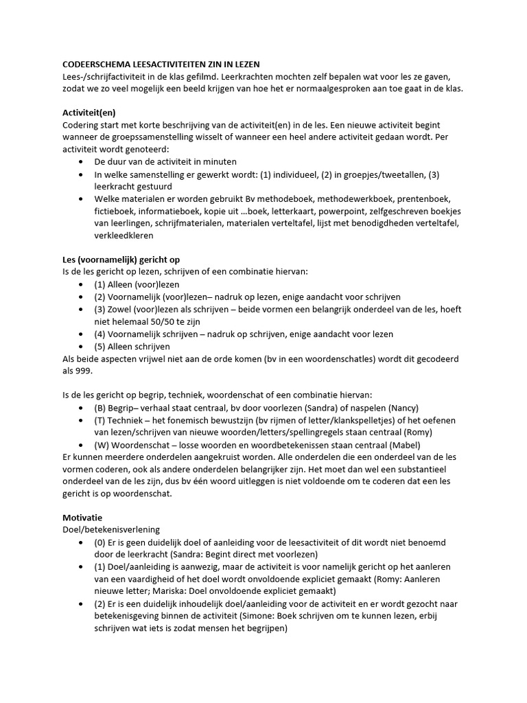 Beschrijving codeerschema en rubrics | PDF