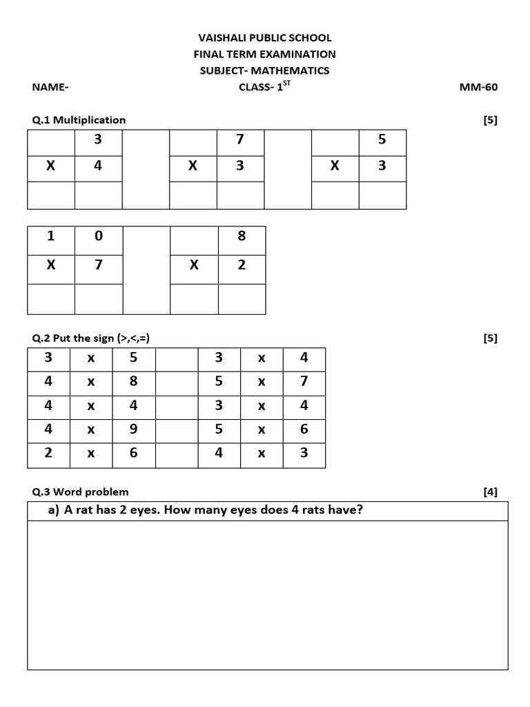 Class1-Maths Final | PDF