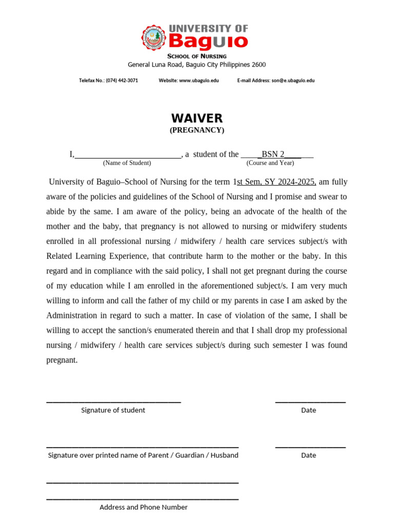 2.-WAIVER-Pregnancy-for-FEMALE-only | PDF