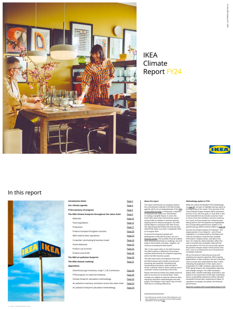 IKEA Climate Report FY24 Overview | PDF | Carbon Footprint | Carbon ...