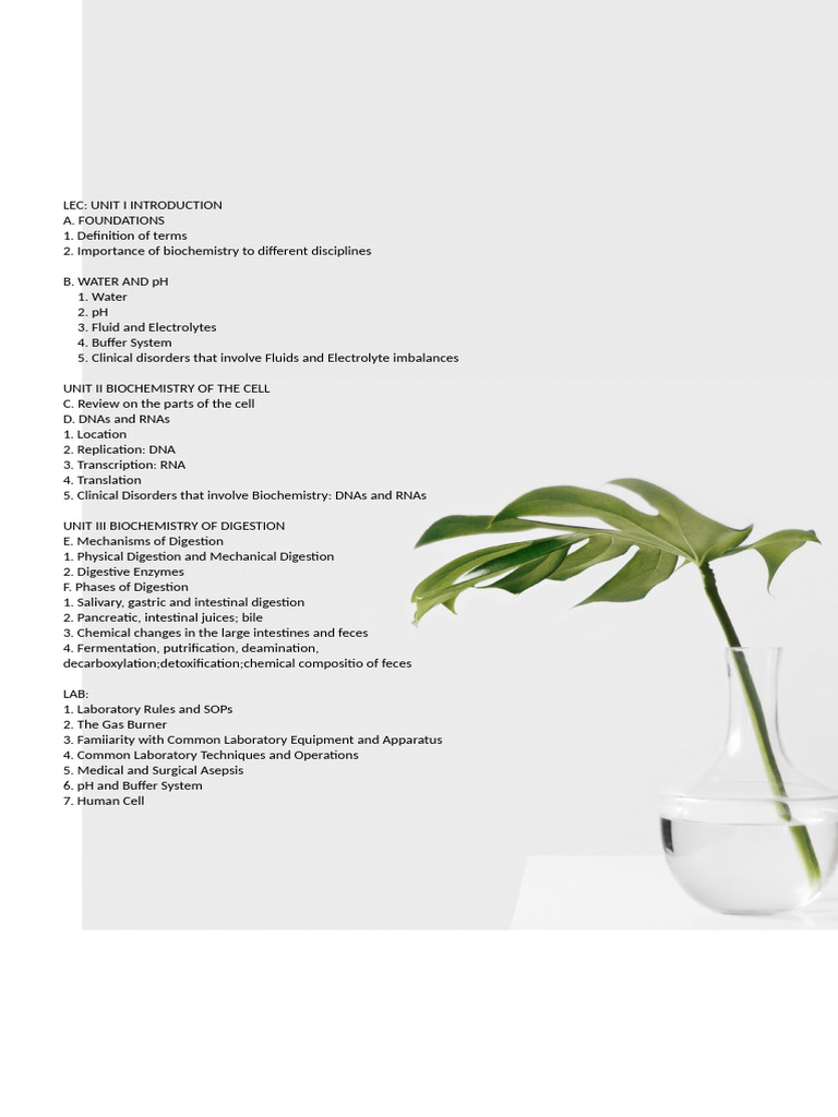 Biochem Lec and Lab Coverage 1 | PDF