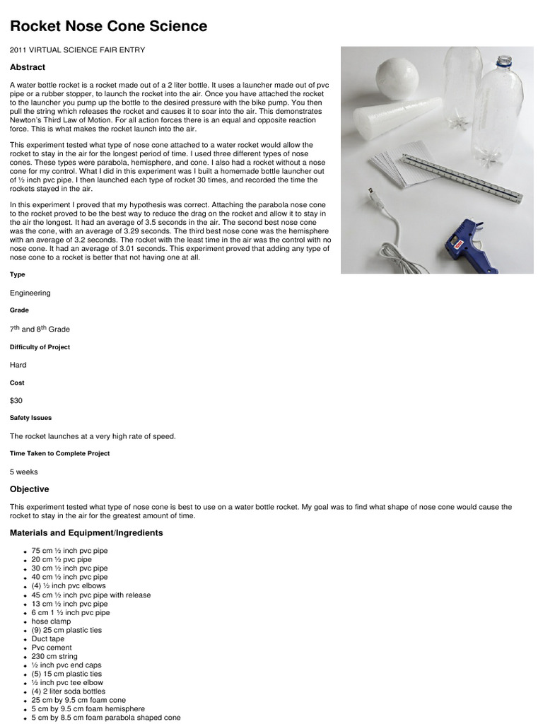 Rocket Nose Cone Science | PDF | Rocket | Pipe (Fluid Conveyance)