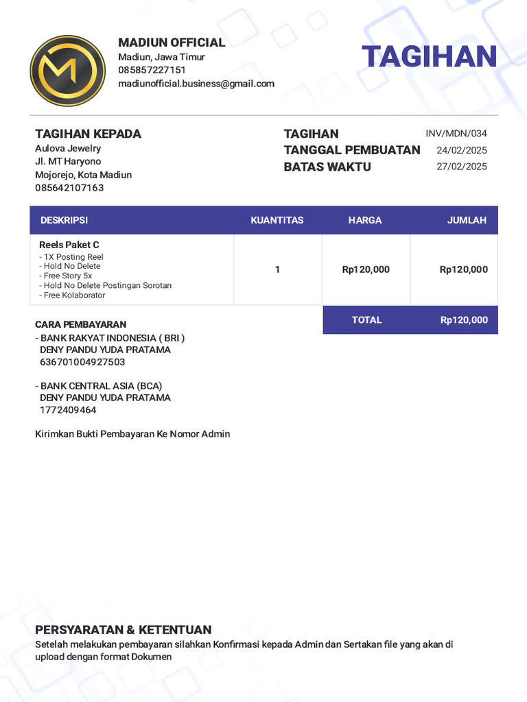 Tagihan: Madiun Official | PDF