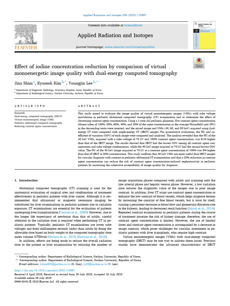 Paediatric Motivation To Reduce Iodine Contrast | PDF | Ct Scan ...