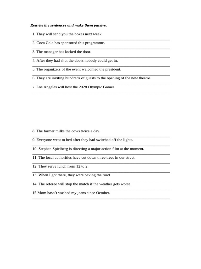 Passive Voice Exercises | PDF