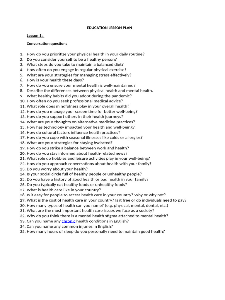 Lesson Plan | PDF | Alternative Medicine | Mental Health