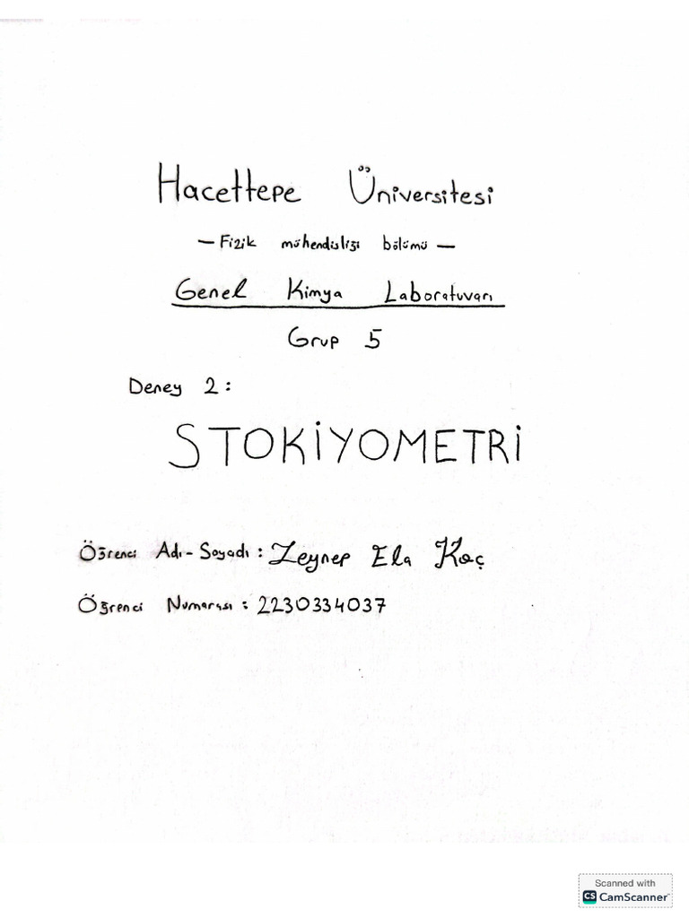 Deney 2 Stokiyometri | PDF