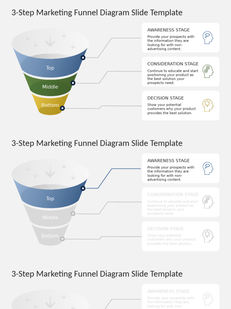 FF0524!01!3 Step Marketing Funnel Diagram Slide Template 16x9 1 | PDF | Marketing | Business Process