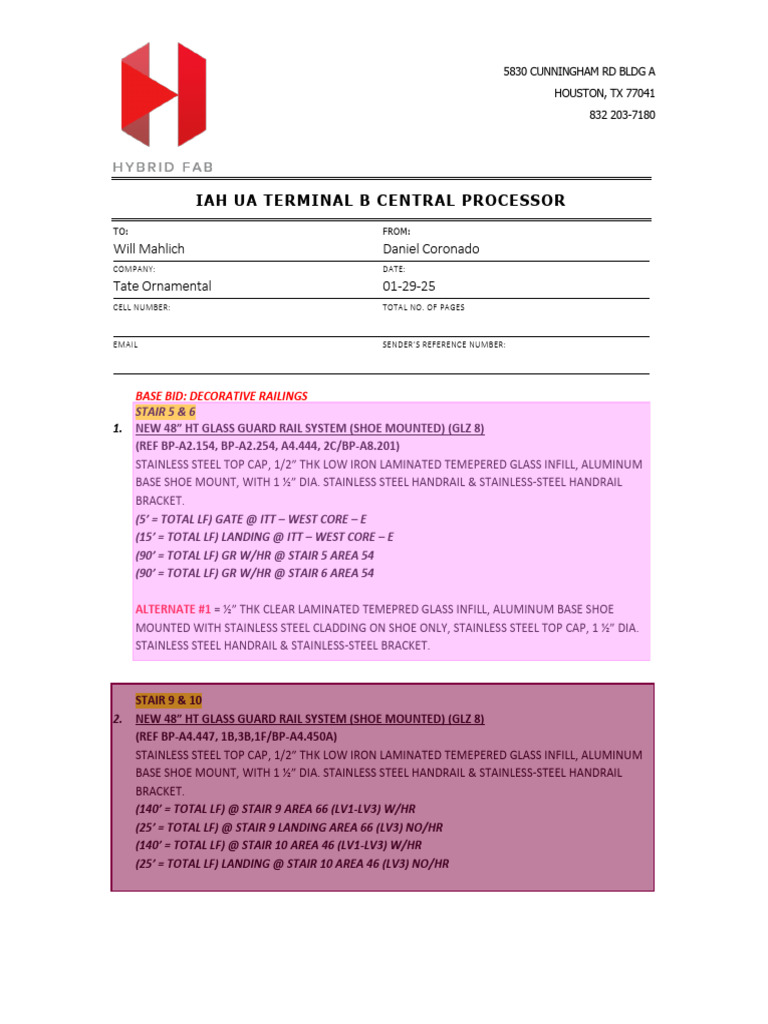 IAH UA Terminal B Central Processor - Scope Sheet | PDF | Chemical ...