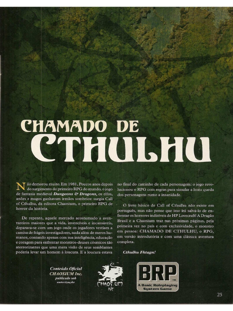 Chamado de Cthulhu - Regras Rápidas | PDF
