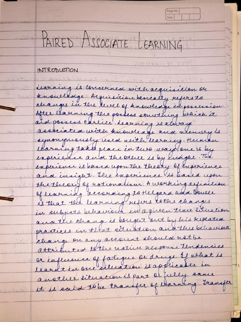 Paired Associate Exp | PDF