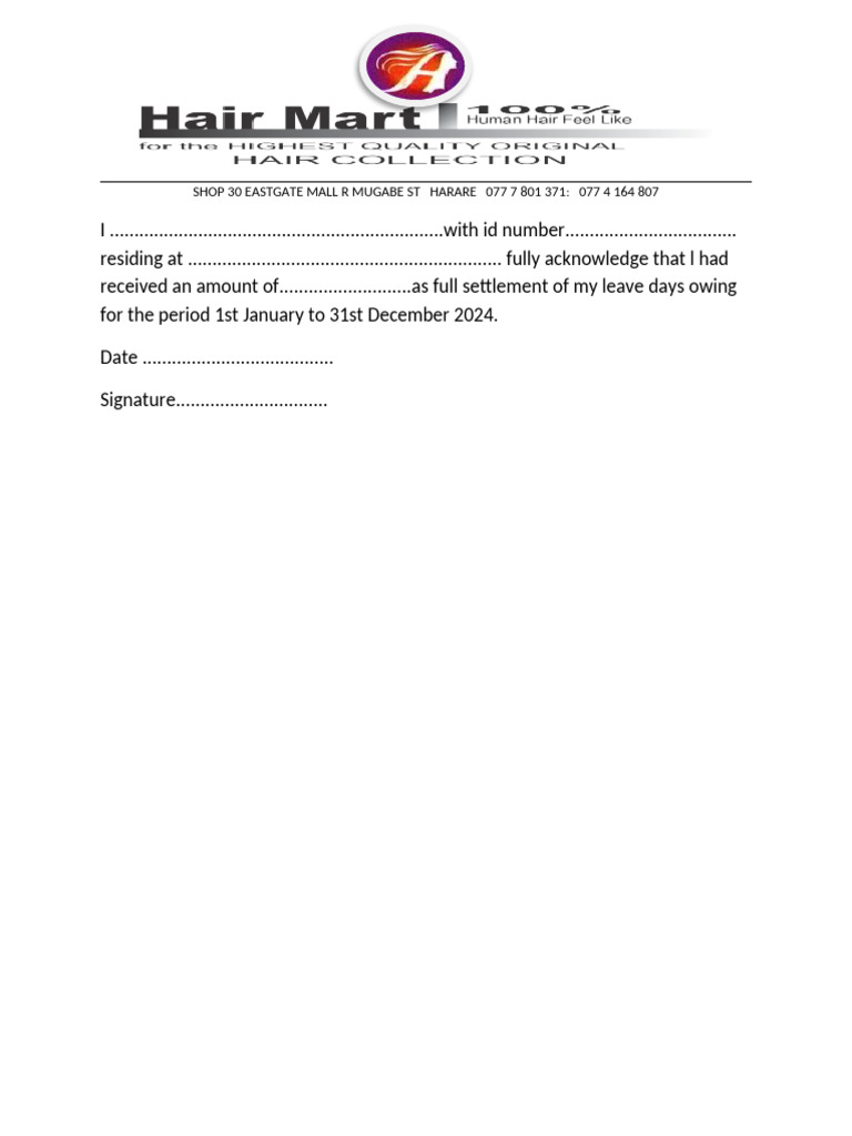Leave Settlement Acknowledgment Form | PDF