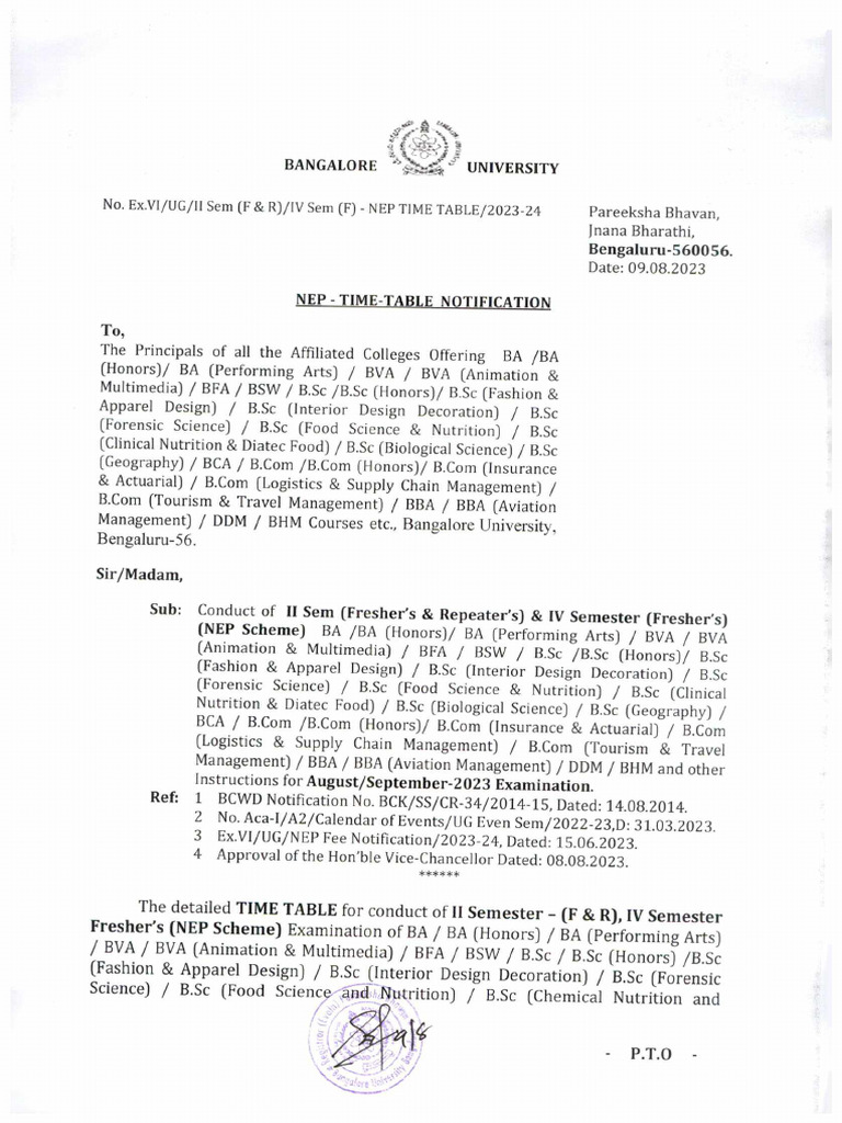 Ug Time Table For 2 ND and 4TH Sem Nep Scheme Degree Examination Aug-Sep 2023 - Separator0001 | PDF