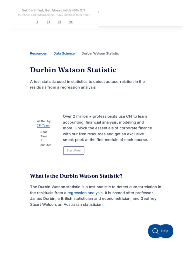 Durbin Watson Statistic - Overview, How To Calculate and Interpret ...