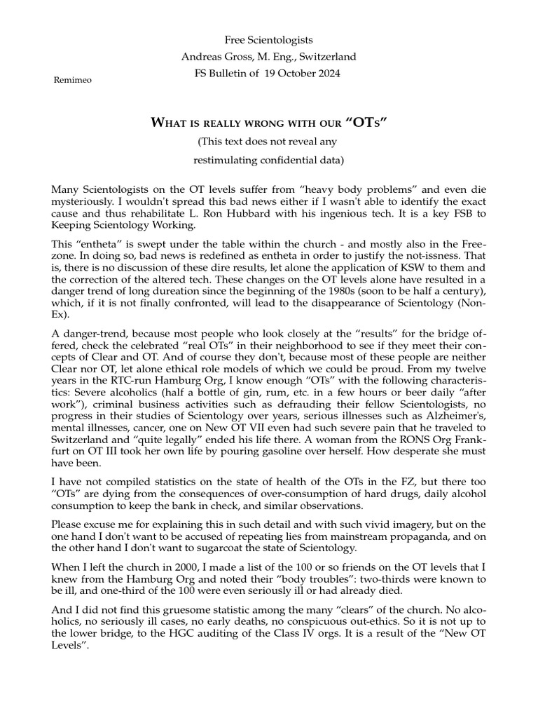 Issues with Scientology OT Levels | PDF | Ufo Religions