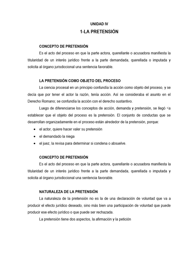 1.-La Pretensión | PDF | Ley procesal | Justicia