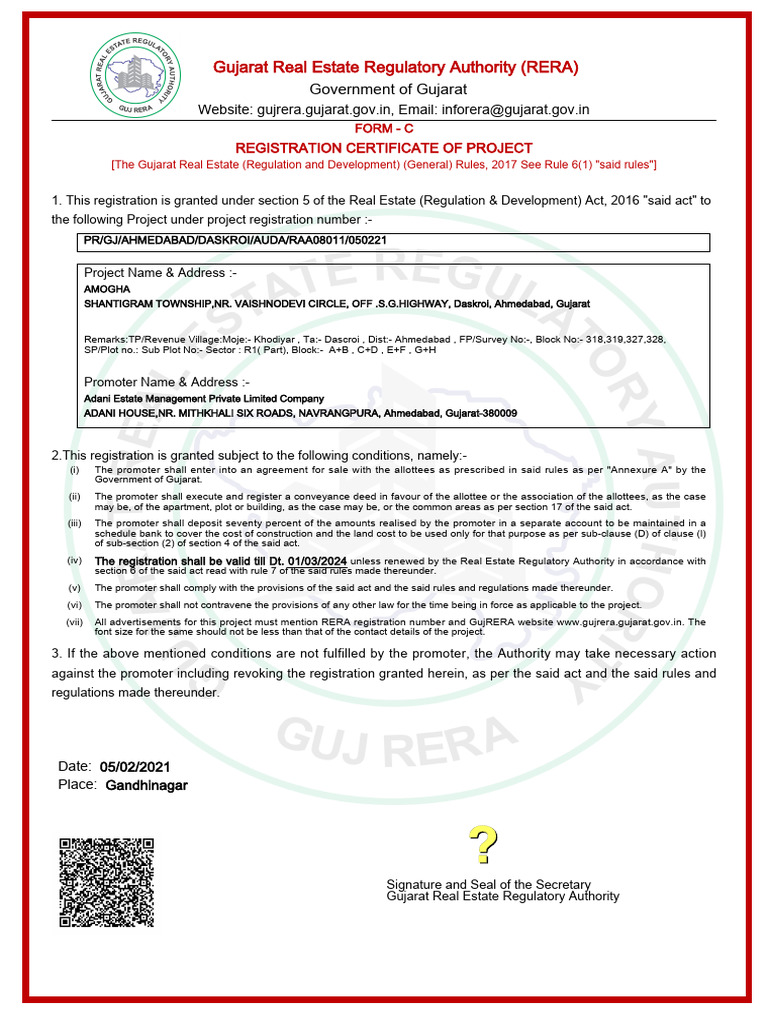 Amogha - RERA Certificate | PDF | Justice | Crime & Violence