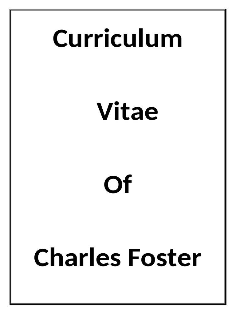 Curriculum Vitae of Charles Foster | PDF