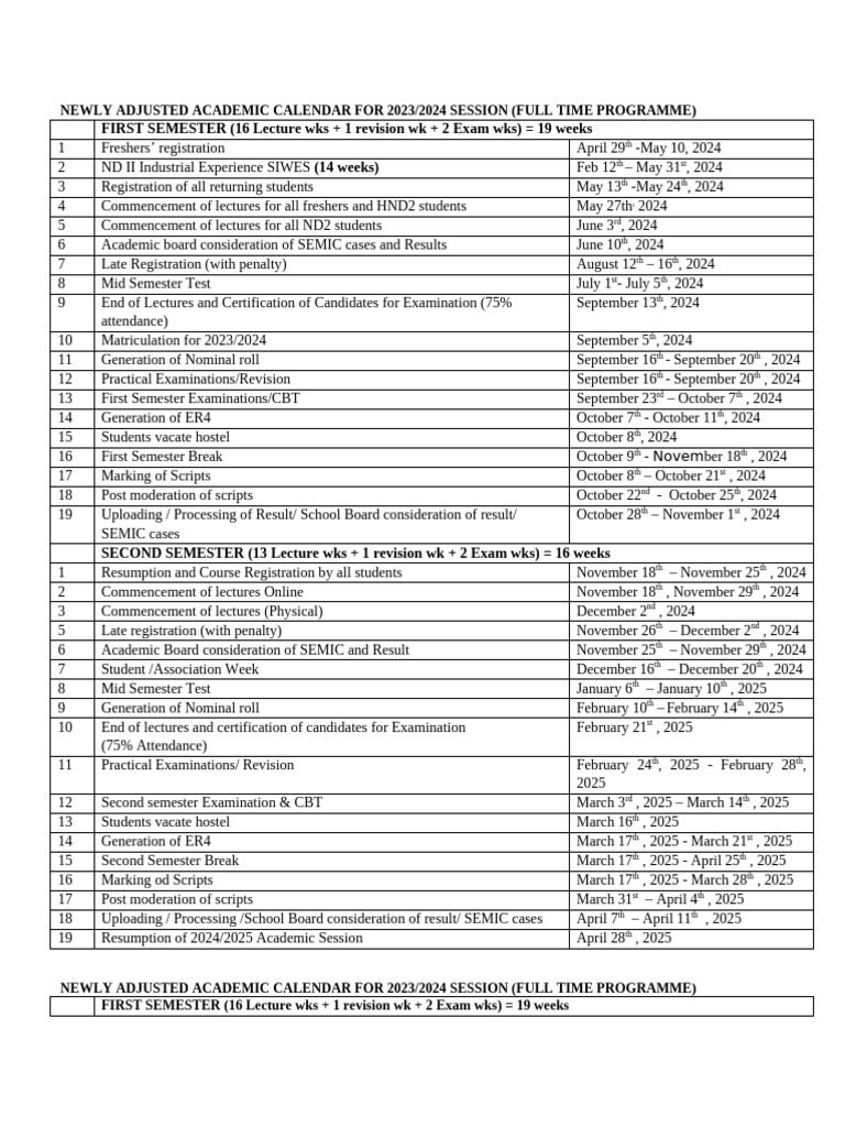 Newly Adjusted Academic Calendar For 2023 | PDF | Academic Term