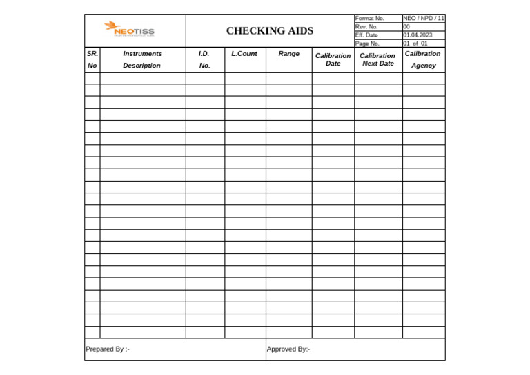 Checking Aids (Neo Npd 11) | PDF
