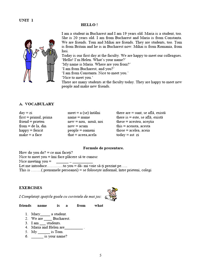 Student Introductions & Vocabulary | PDF