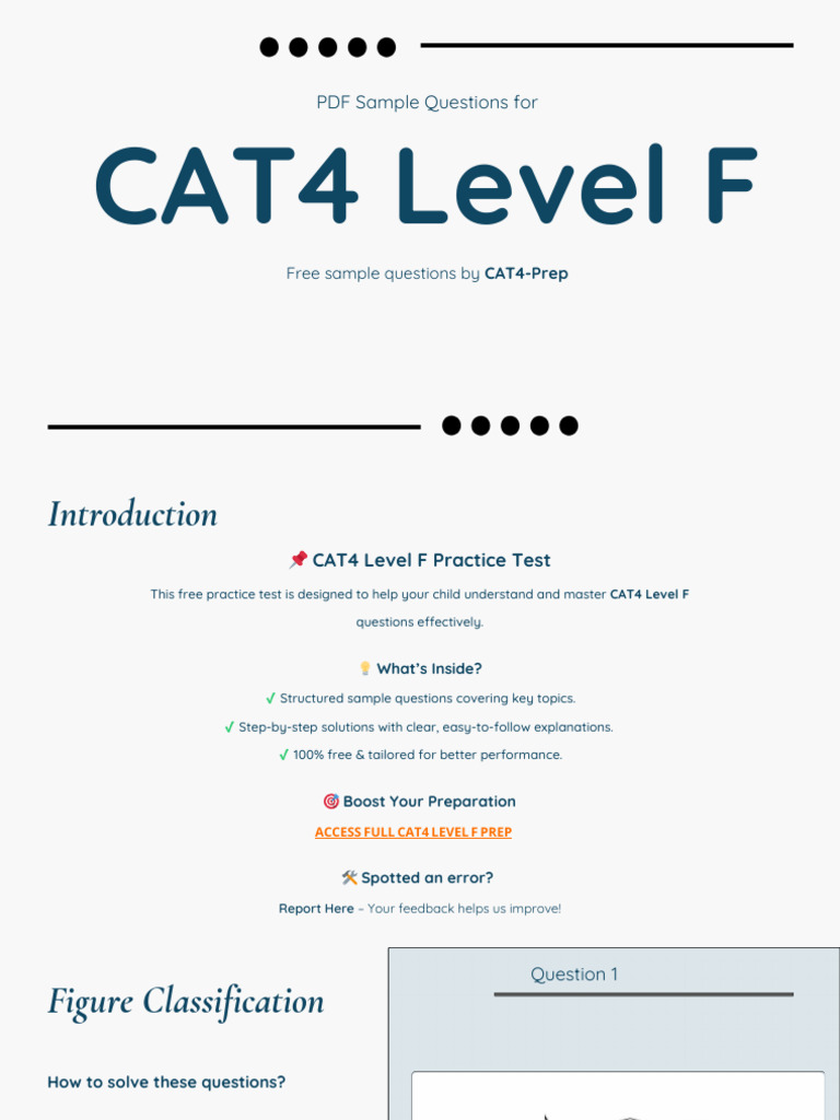 Free Cat4 Practice Test PDF Level F PDF | PDF | Aviation