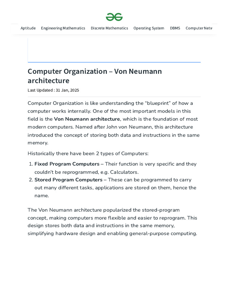 Computer Organization - Von Neumann Architecture | PDF | Central Processing Unit | Computer Data ...
