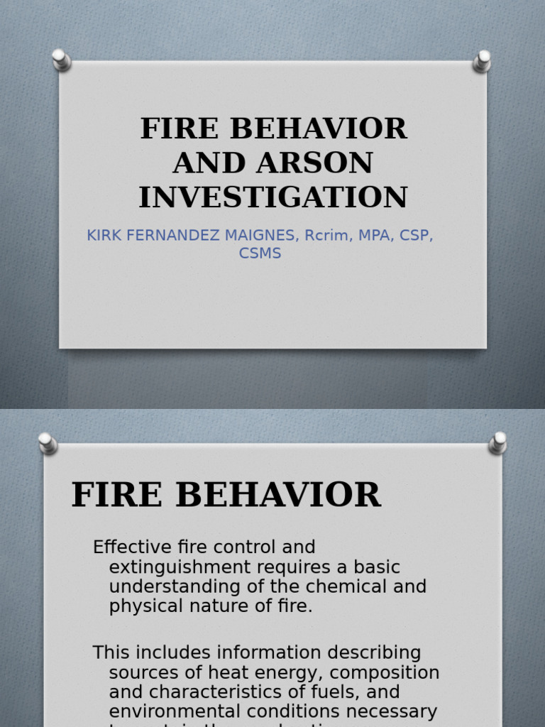 Fire Behavior and Arson Investigation | PDF | Fires | Combustion