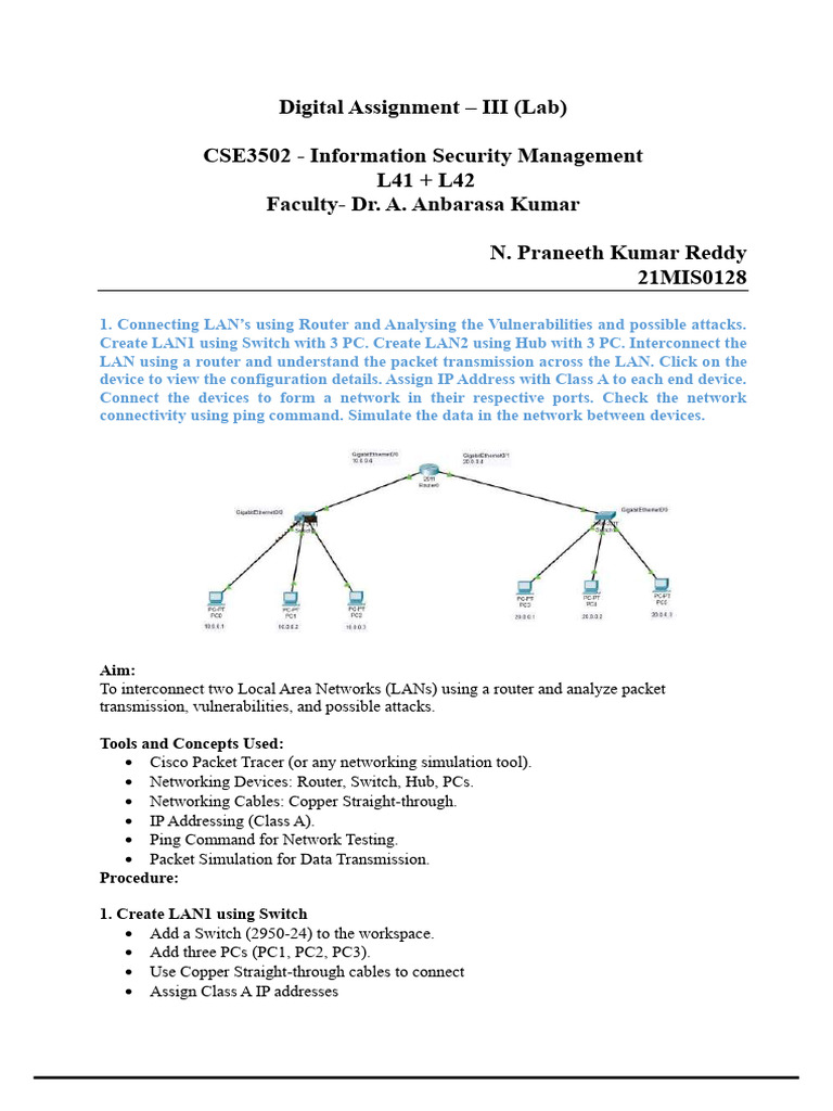 Ism Da 3 Lab | PDF | Computer Network | Router (Computing)
