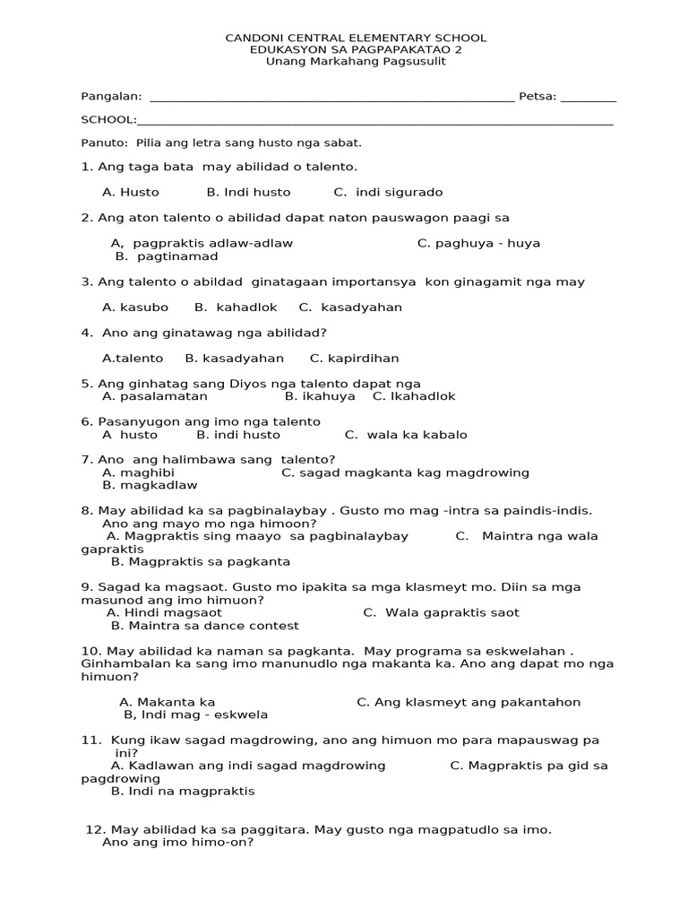1stPT_ESP-2_Q1- | PDF