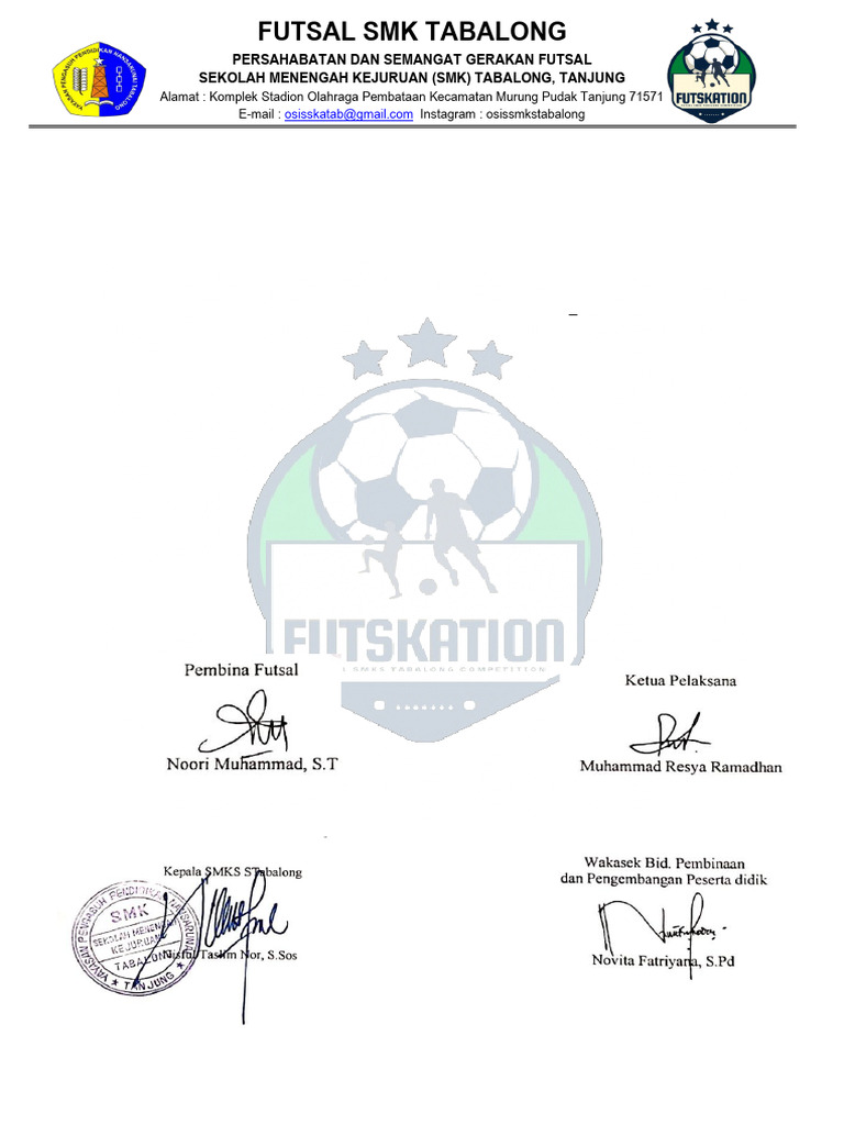 Undangan Futsal SMK Tabalong 2025 | PDF