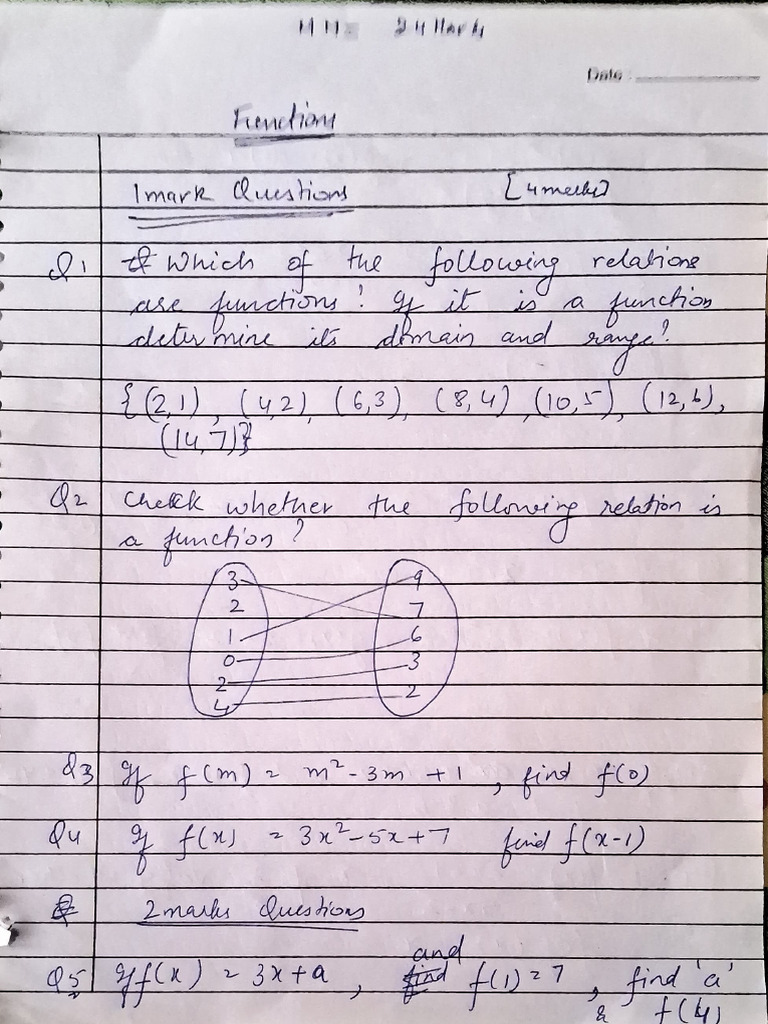 Functions Test Paper | PDF
