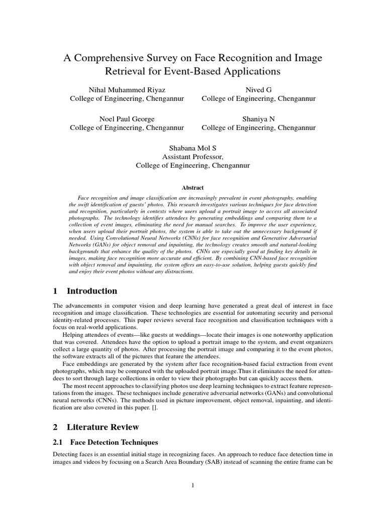 A Comprehensive Survey on Face Recognition and Image Retrieval for Event-Based Applications ...