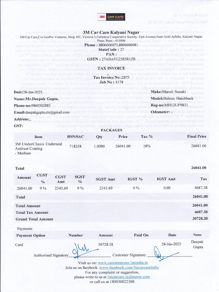 3M Car Invoice Scan | PDF