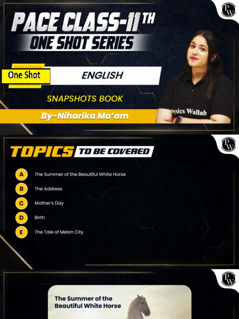 Snapshots - Class Notes - Pace Class - 11th One Shot Series | PDF