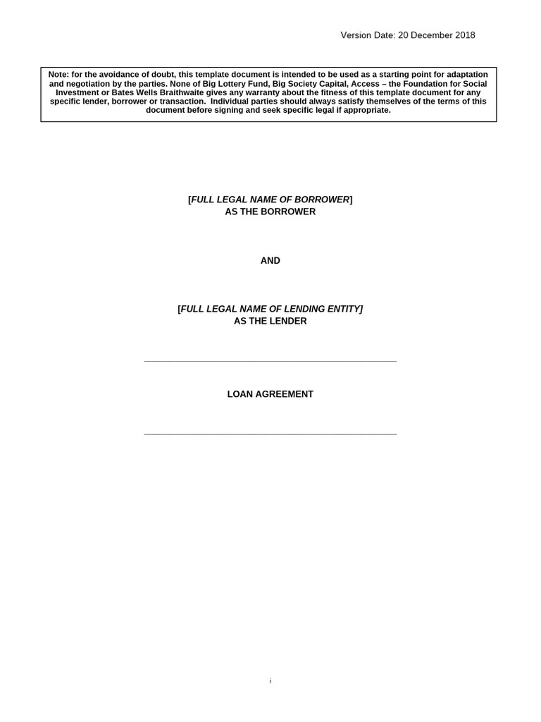 Template-Loan-Agreement BB | PDF | Loans | Indemnity
