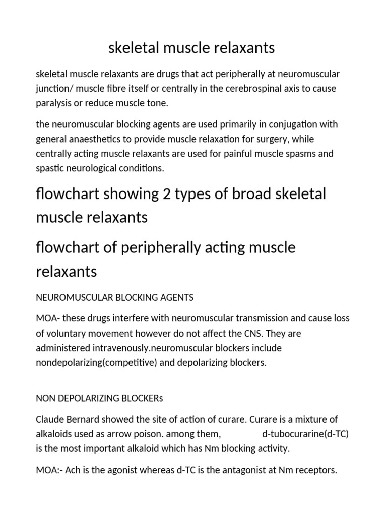 Skeletal Muscle Relaxants | PDF | Drugs Acting On The Nervous System ...