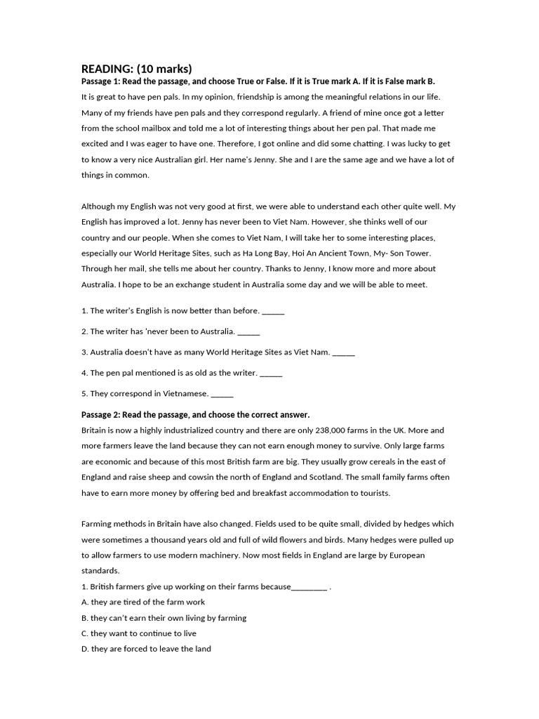 ĐỀ THI AVKC 2 - READING | PDF | Agriculture | Food Industry