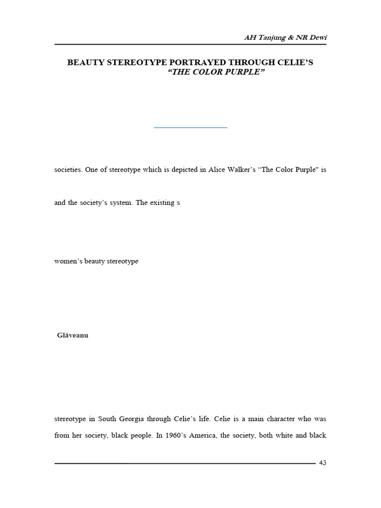 Beauty Stereotypes in The Colour Purple PDF | PDF | Stereotypes | Beauty