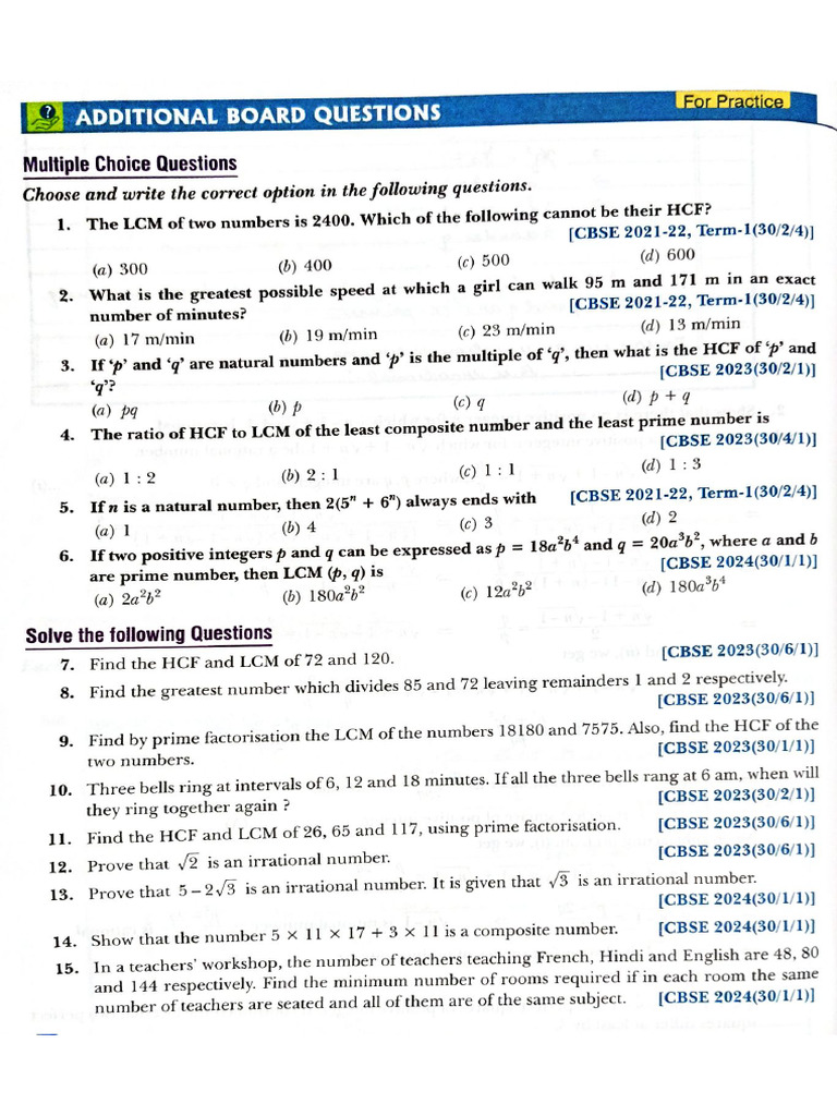 Real Numbers Practice Questions (SL) | PDF