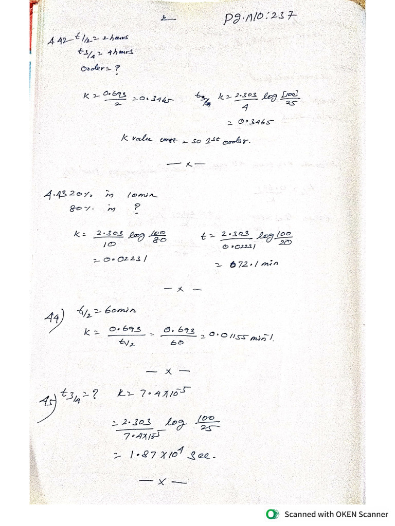 Kinetics Bookback Numericals | PDF
