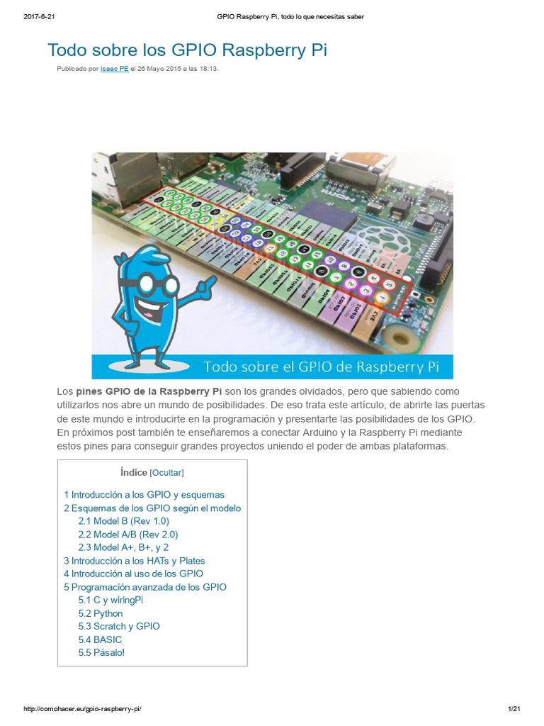 GPIO Raspberry Pi, todo lo que necesitas saber | PDF | Biblioteca ...