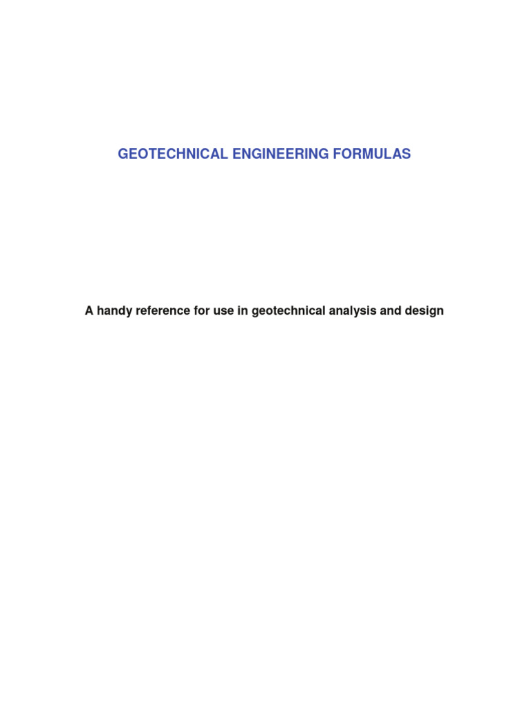 Geotechnical-Engineering-Formulas | PDF | Silt | Geotechnical Engineering Geotechnical-Engineering-Formulas | PDF | Silt | Geotechnical Engineering