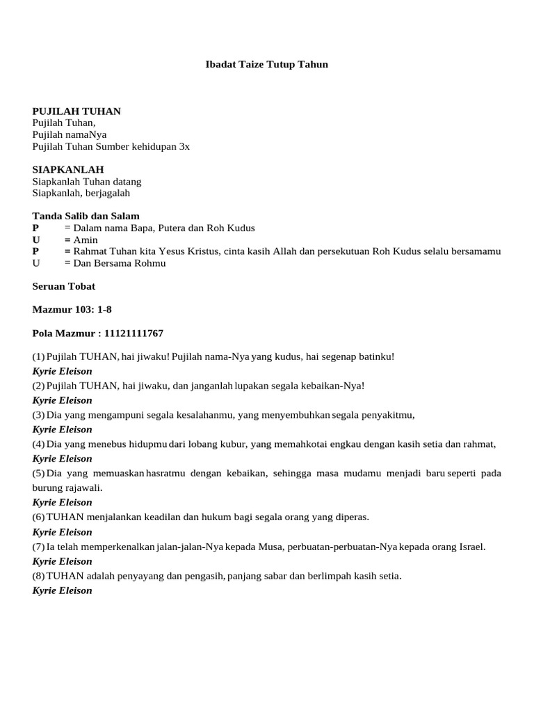 Teks Taize (1) - 2 | PDF