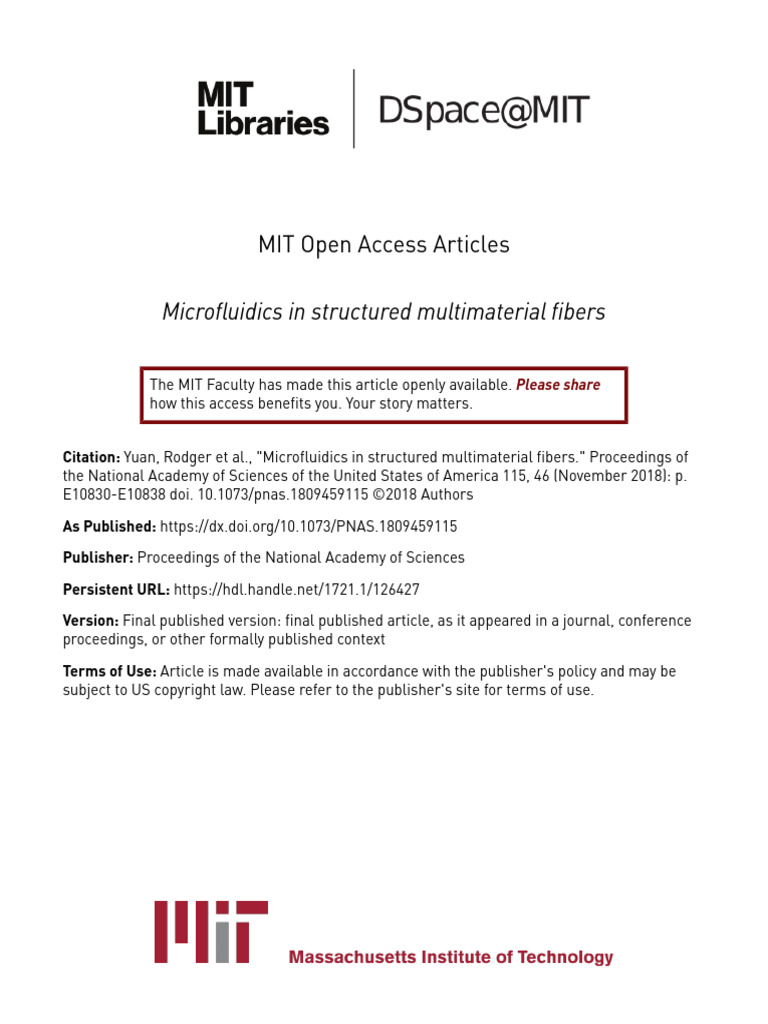Microfluidics in Structured Multimaterial Fibers | PDF | Microfluidics | Force