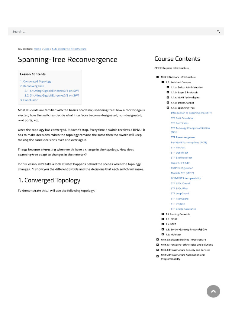 Spanning Tree Reconvergence | PDF