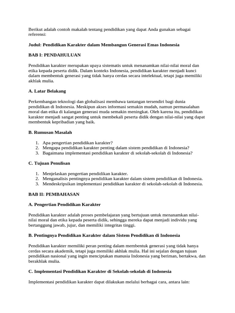 Berikut Adalah Contoh Makalah Tentang Pendidikan Yang Dapat Anda ...
