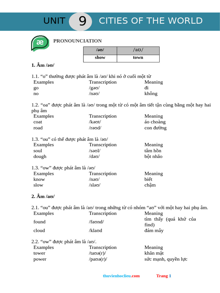 Tieng Anh 6 GLOBAL SUCCESS Unit 9 | PDF